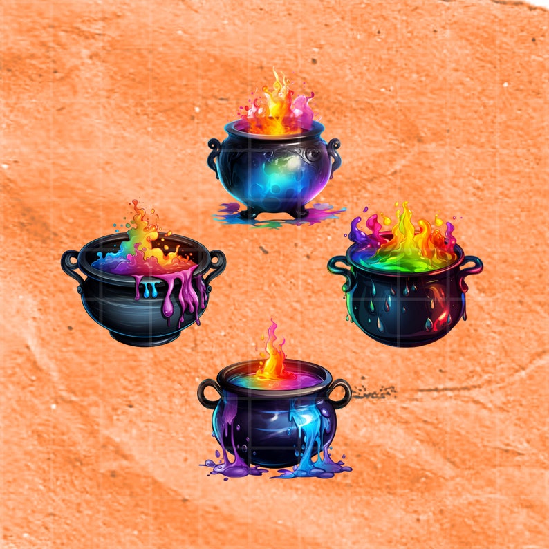 Mystical Black Cauldrons Clipart – Enchant Your Designs! Witchcraft ...