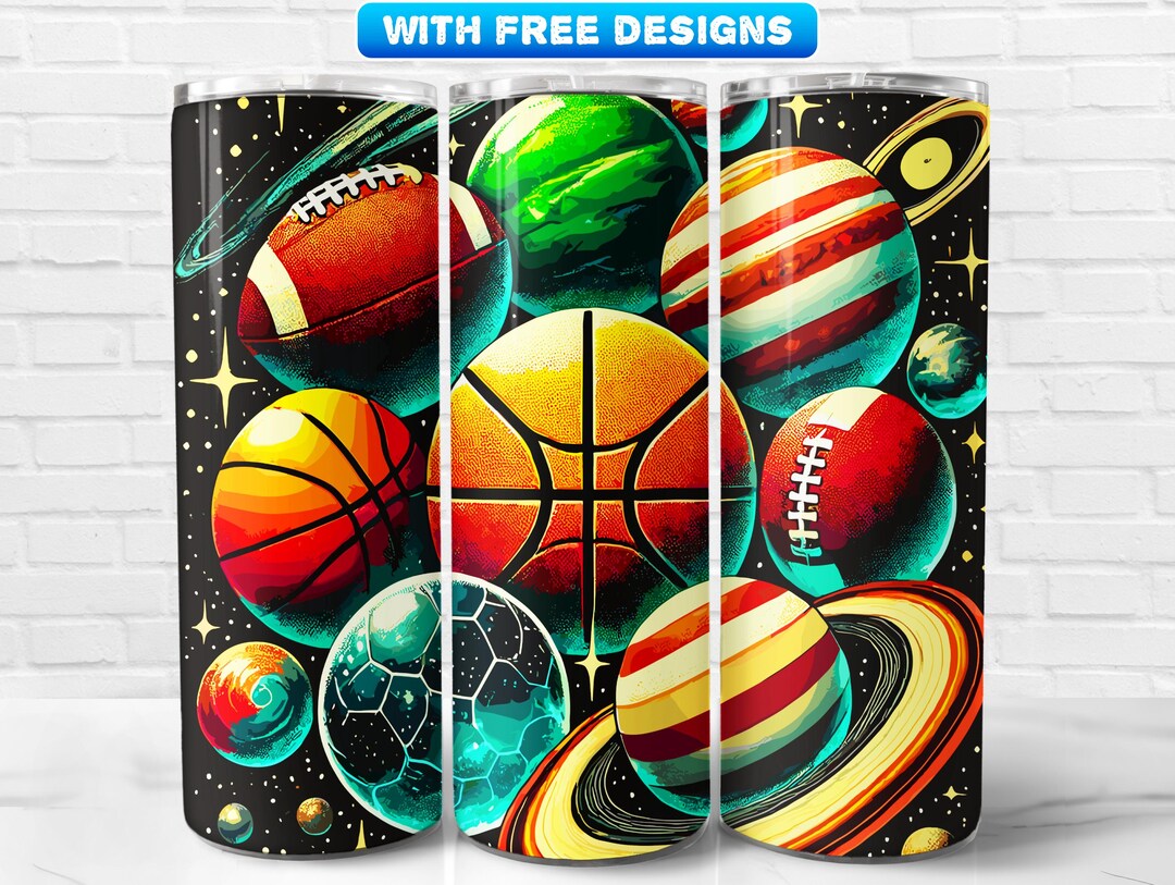 Football Space Tumbler Wrap PNG, Sports Balls, Sublimation Design - Etsy