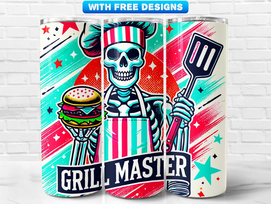 Grill Master Skeleton Tumbler Wrap PNG, Barbecue, BBQ, Grilling ...