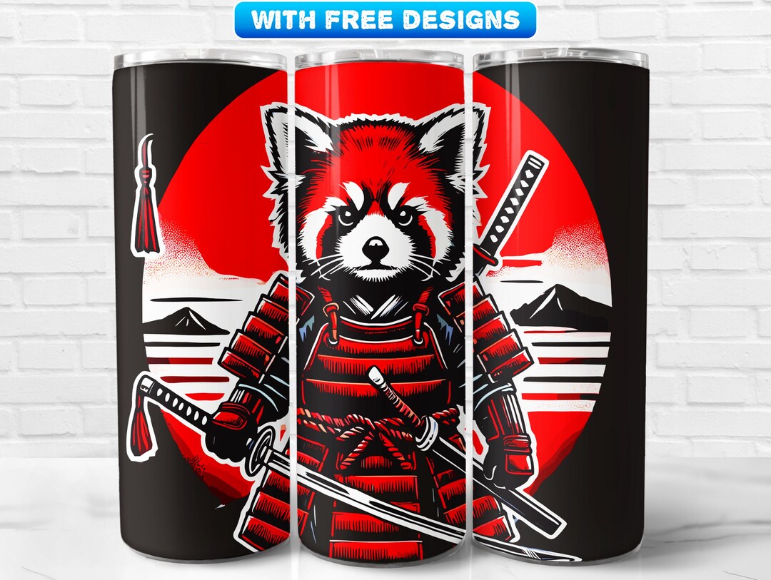Samurai Red Panda Tumbler Wrap PNG, Samurai, Red Panda, Sublimation ...