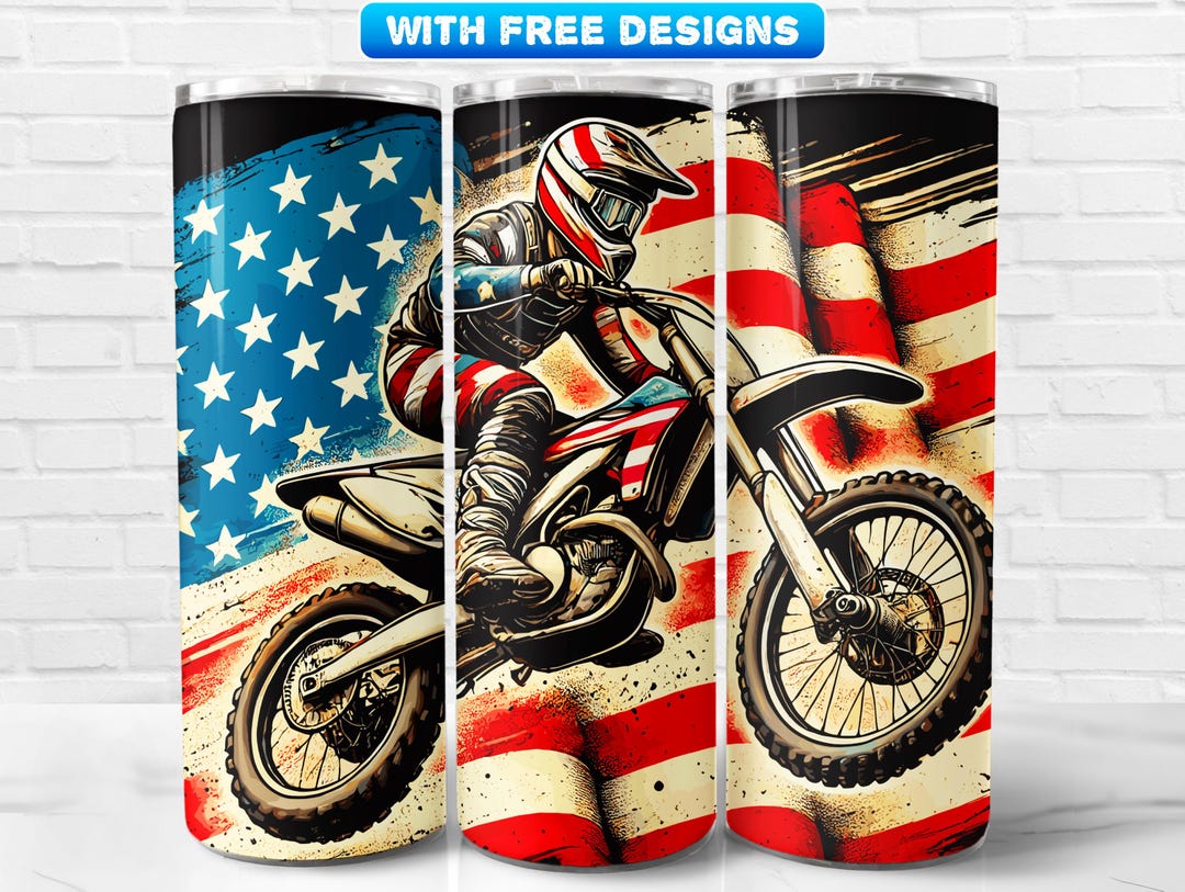 BMX Bike Tumbler Wrap PNG, American Flag, Motorcyle, Sublimation Design ...