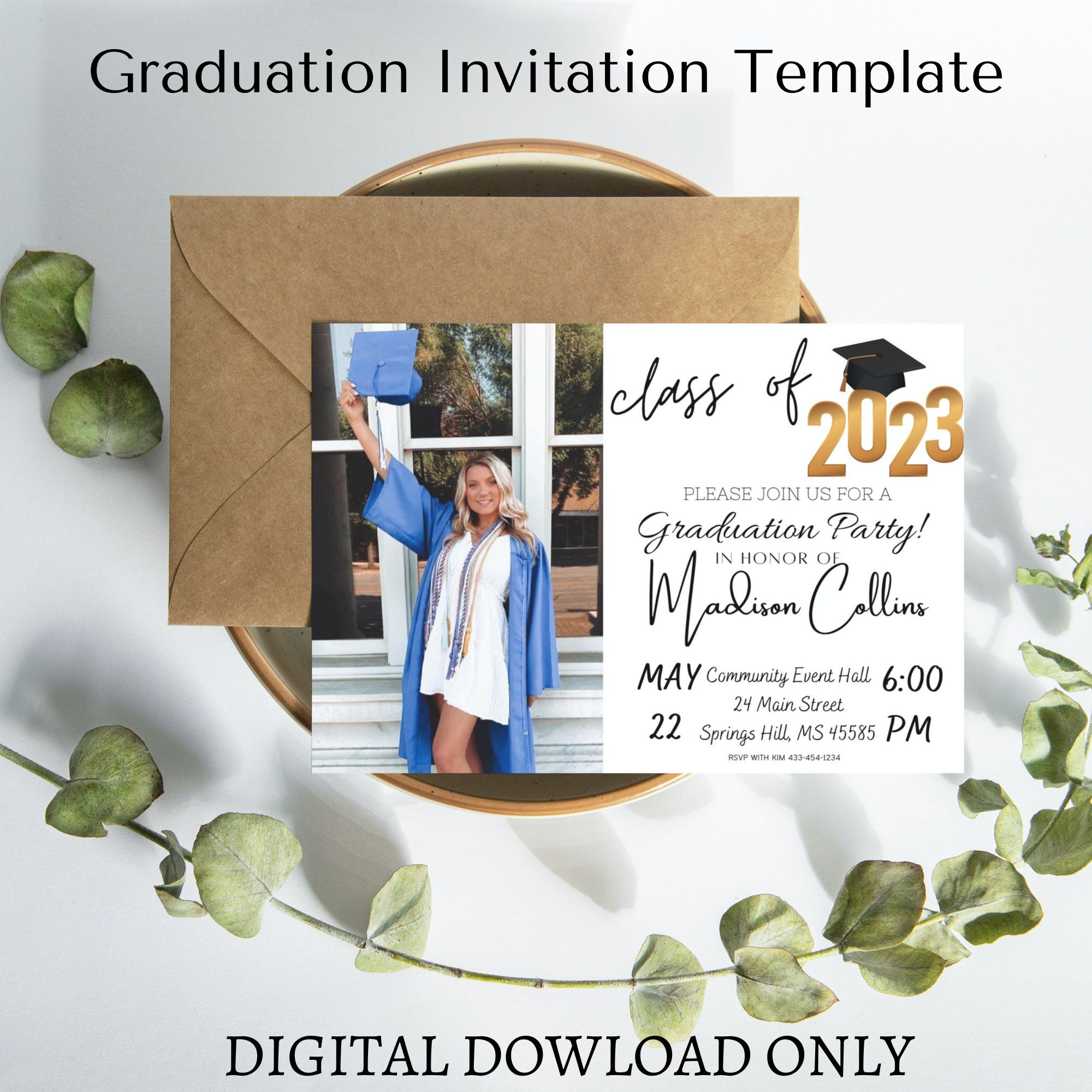 Graduation Party Invitation Template, Printable Invitation, Editable - Etsy