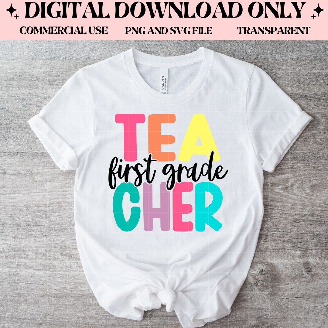 First Grade Teacher Grade Doodle Digital Download, PNG, Colorful Text ...