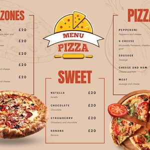 Editable Pizza Menu - Instant Download, Cafe Menu Template, Printable ...