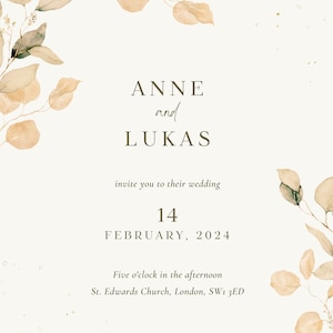 Rustic Elegant Aesthetic Editable Wedding Invitation - Etsy