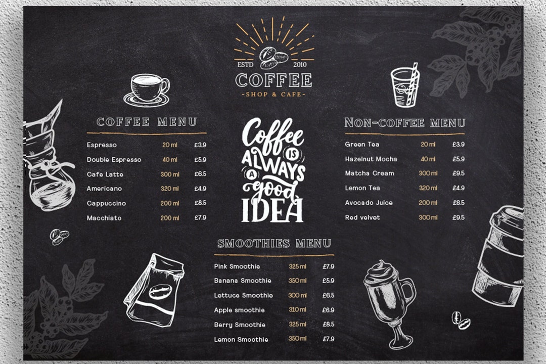 Editable DIY Business Menu - Instant Download, Cafe Menu Template ...
