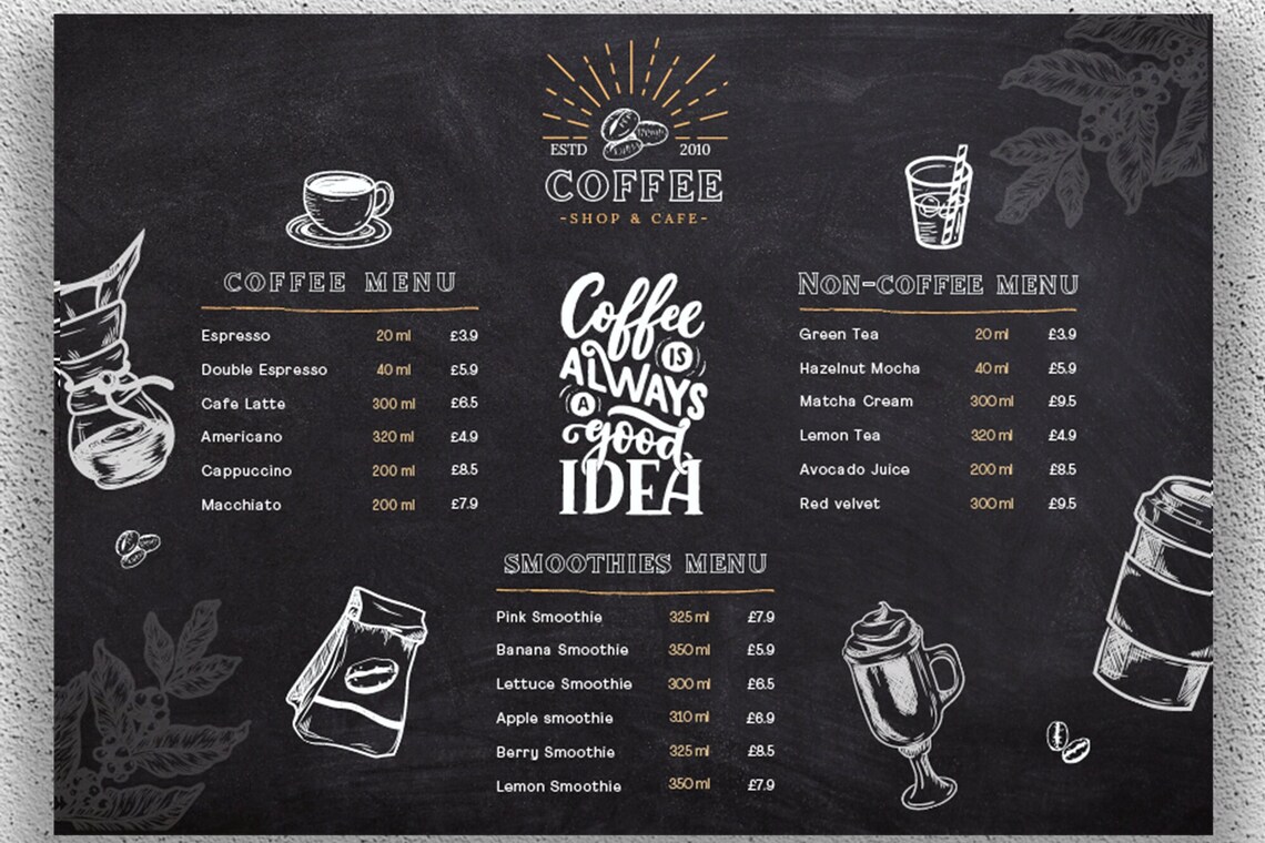 Editable DIY Business Menu - Instant Download, Cafe Menu Template ...