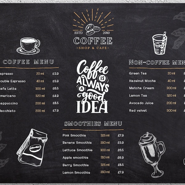 Menu Chalkboard - Etsy