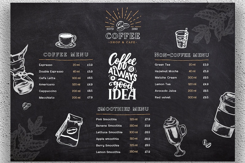 Editable DIY Business Menu - Instant Download, Cafe Menu Template ...