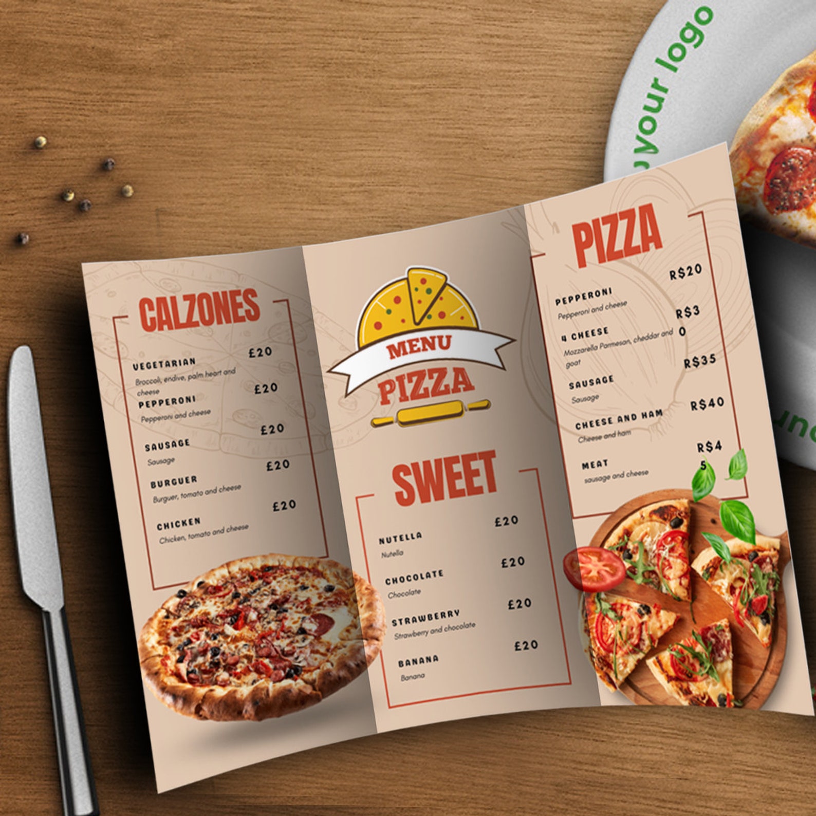 Editable Pizza Menu - Instant Download, Cafe Menu Template, Printable ...