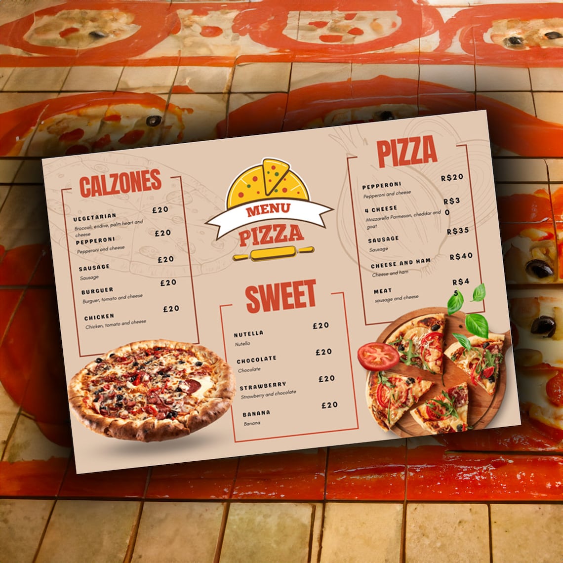 Editable Pizza Menu - Instant Download, Cafe Menu Template, Printable ...