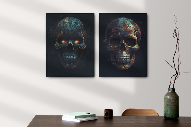 Set of Pictures for Printing. Stylish Art. Scull. Digital Download. - Etsy