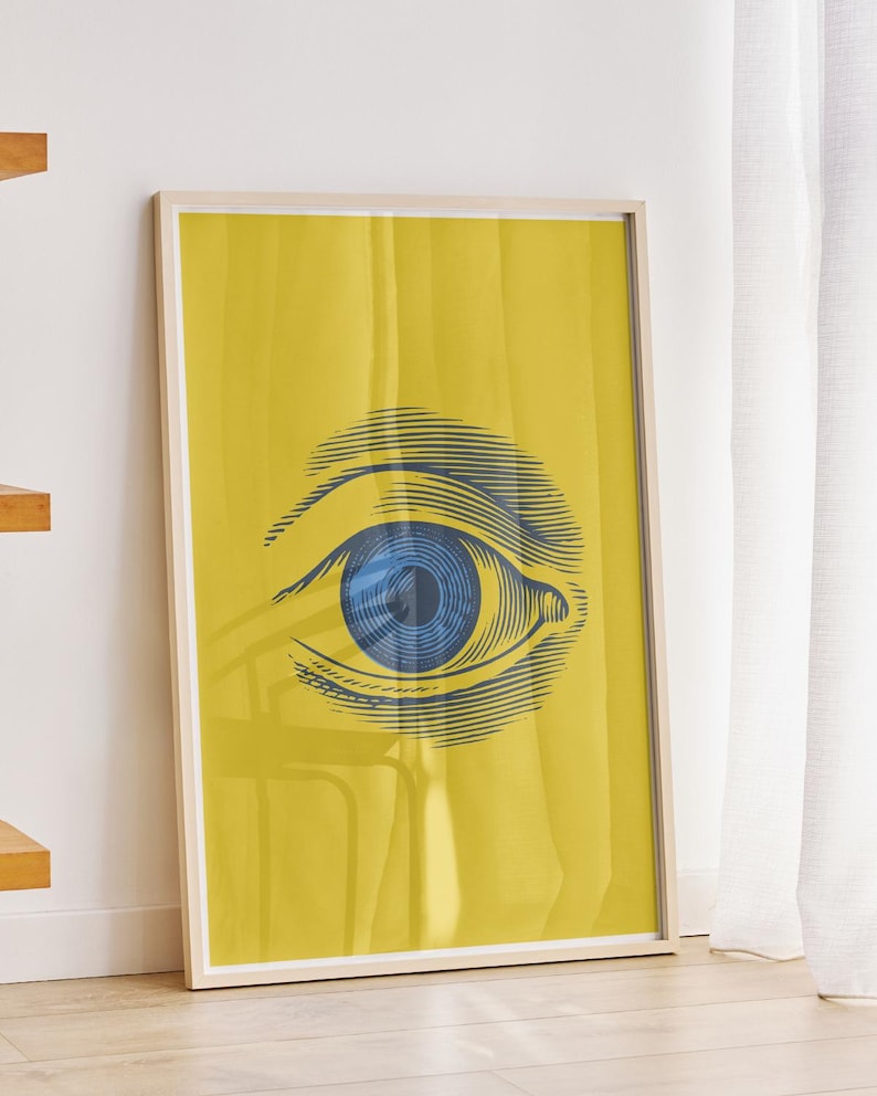 Printable Art: the All Seeing Eye - Symbolism A3 Poster - Yellow and ...