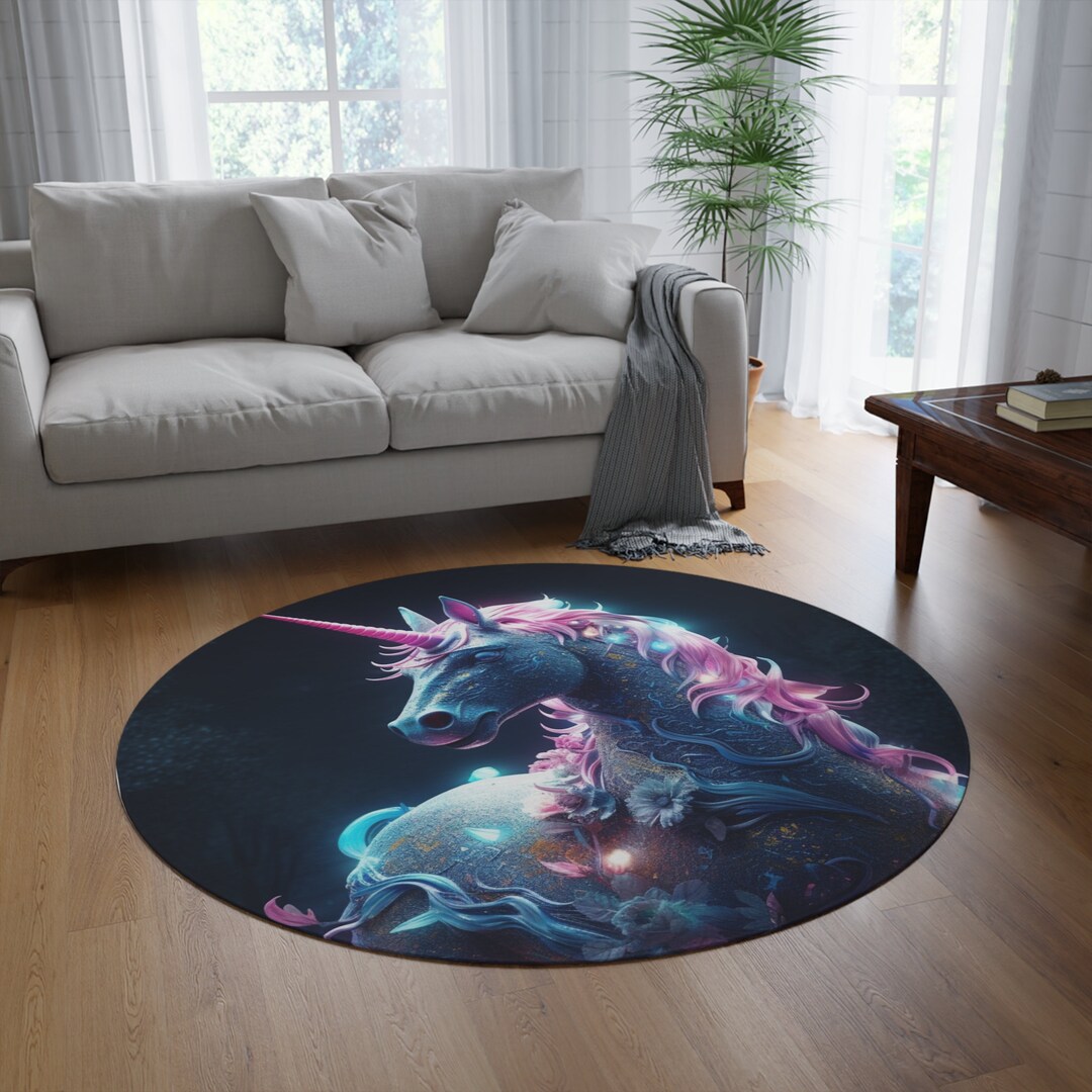 Unicorn Tufted Rugs, Cute Unicorn Designed Rug, Tufted Round Rugs for ...