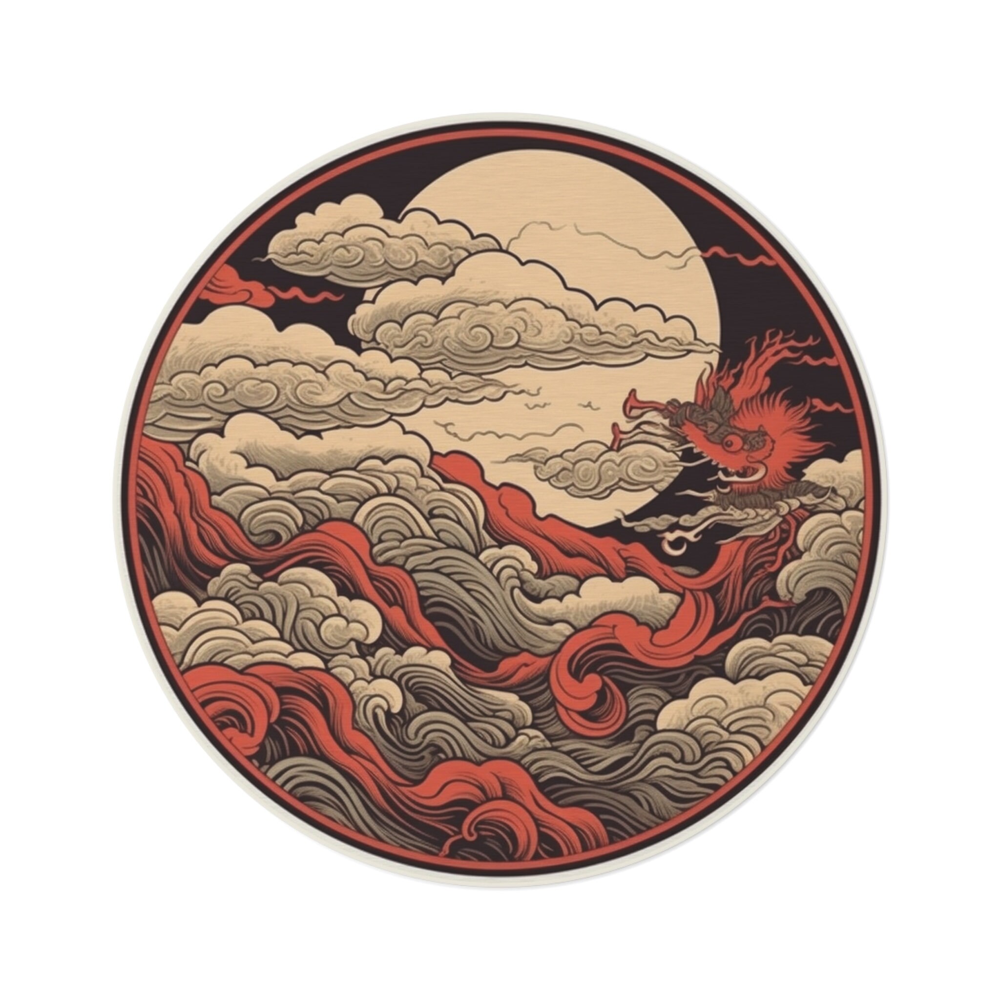 Traditional Japanese Art Rug, Traditional Style Tufted Rugs, Round Rugs ...