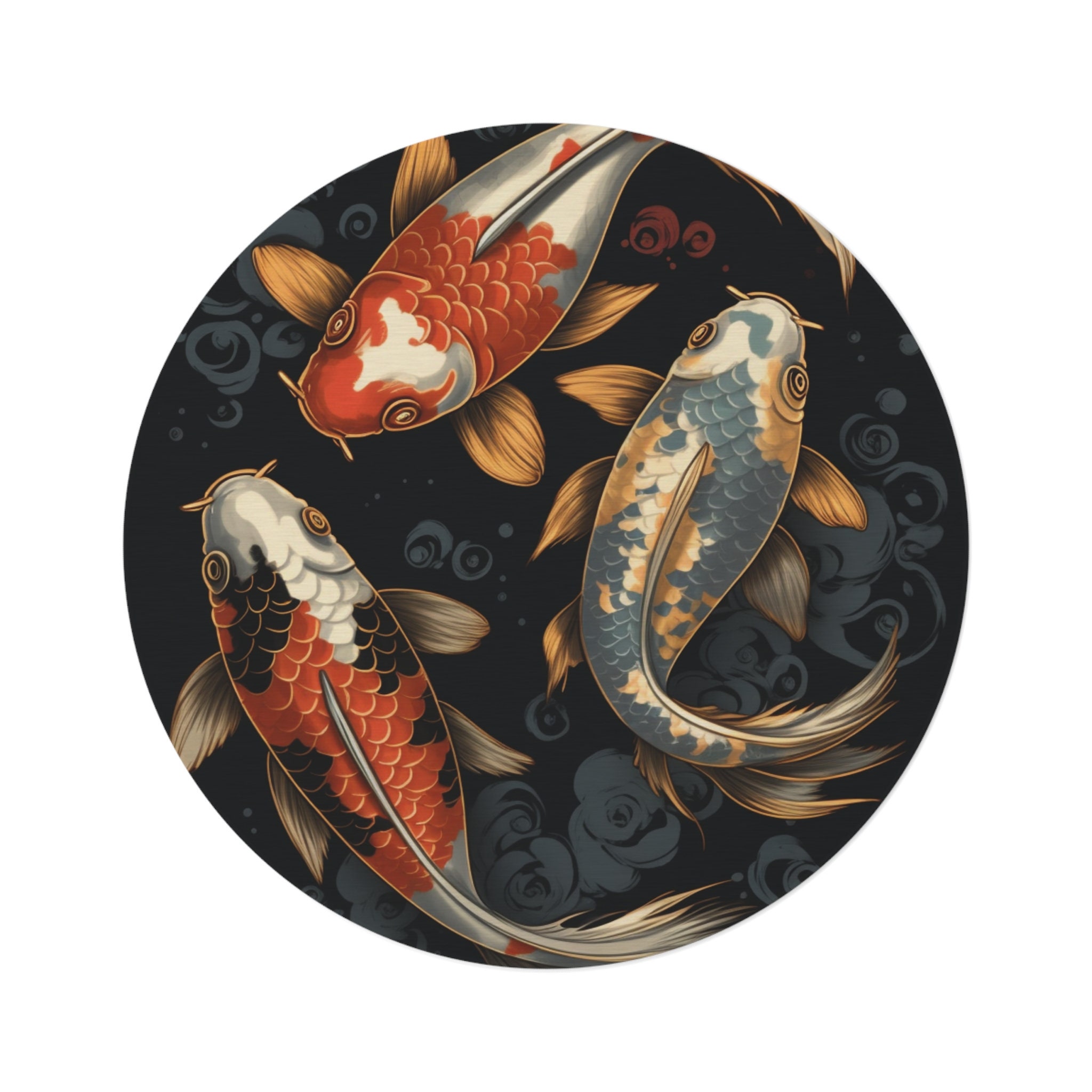 Koi Fish Unique Japanese Design, Koi Fish Rugs, Koi Fish Tufted Round ...