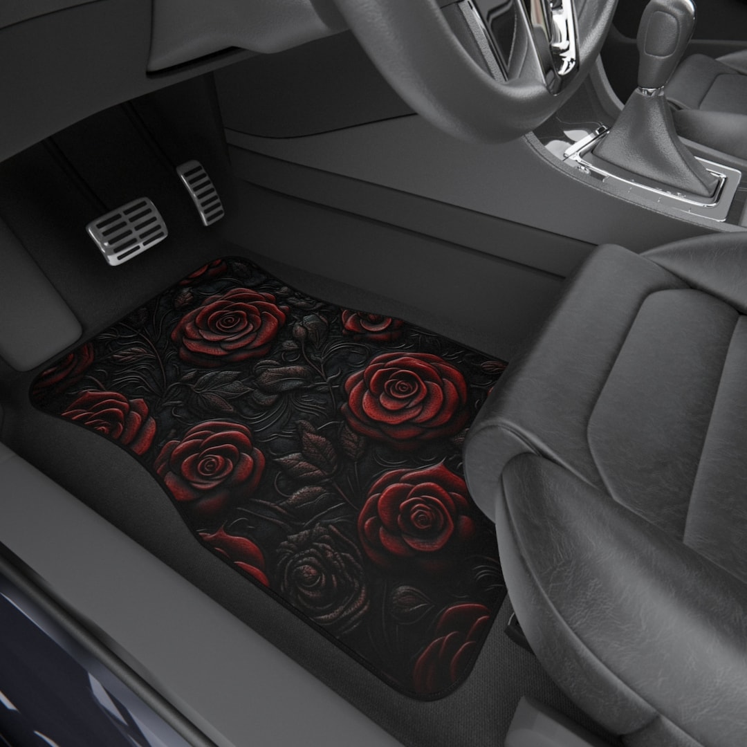 Gothic Rose Car Floor Mat, Anime Car Mats, Gothic Car Mats, Emo Car ...