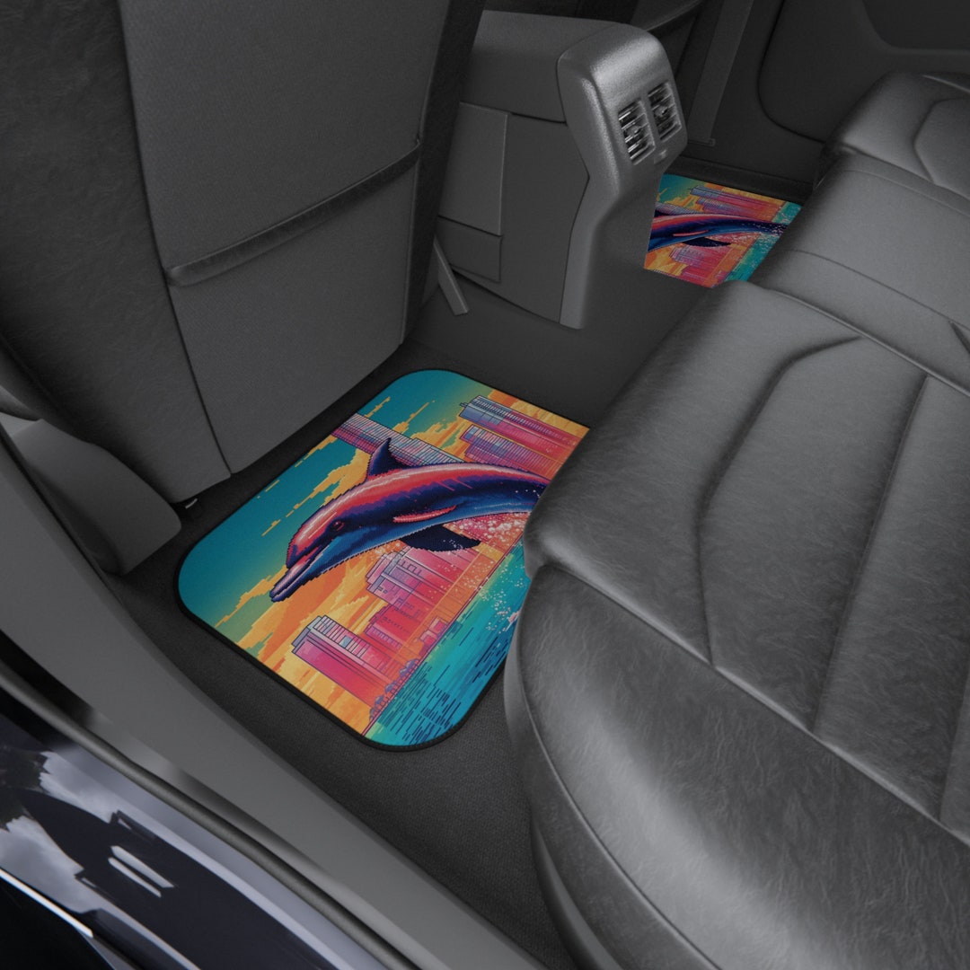 8-bit Dolphin Style Car Mat, Miami 8-bit Style Dolphin, Car Mats for ...