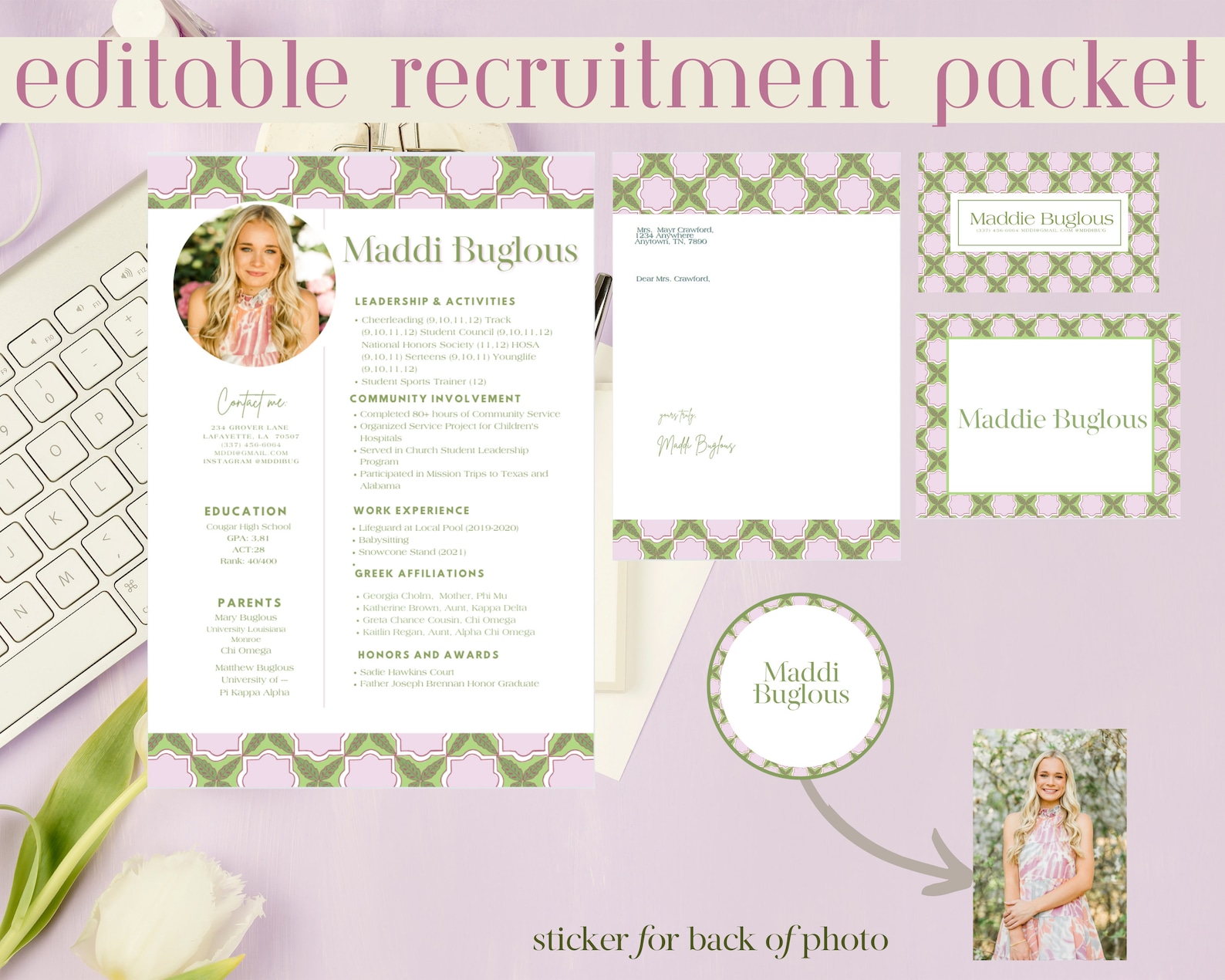 Editable Sorority Recruitment Packet | Printable Sorority Packet ...