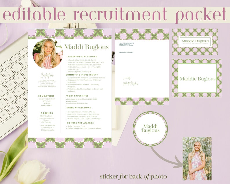Editable Sorority Recruitment Packet | Printable Sorority Packet ...
