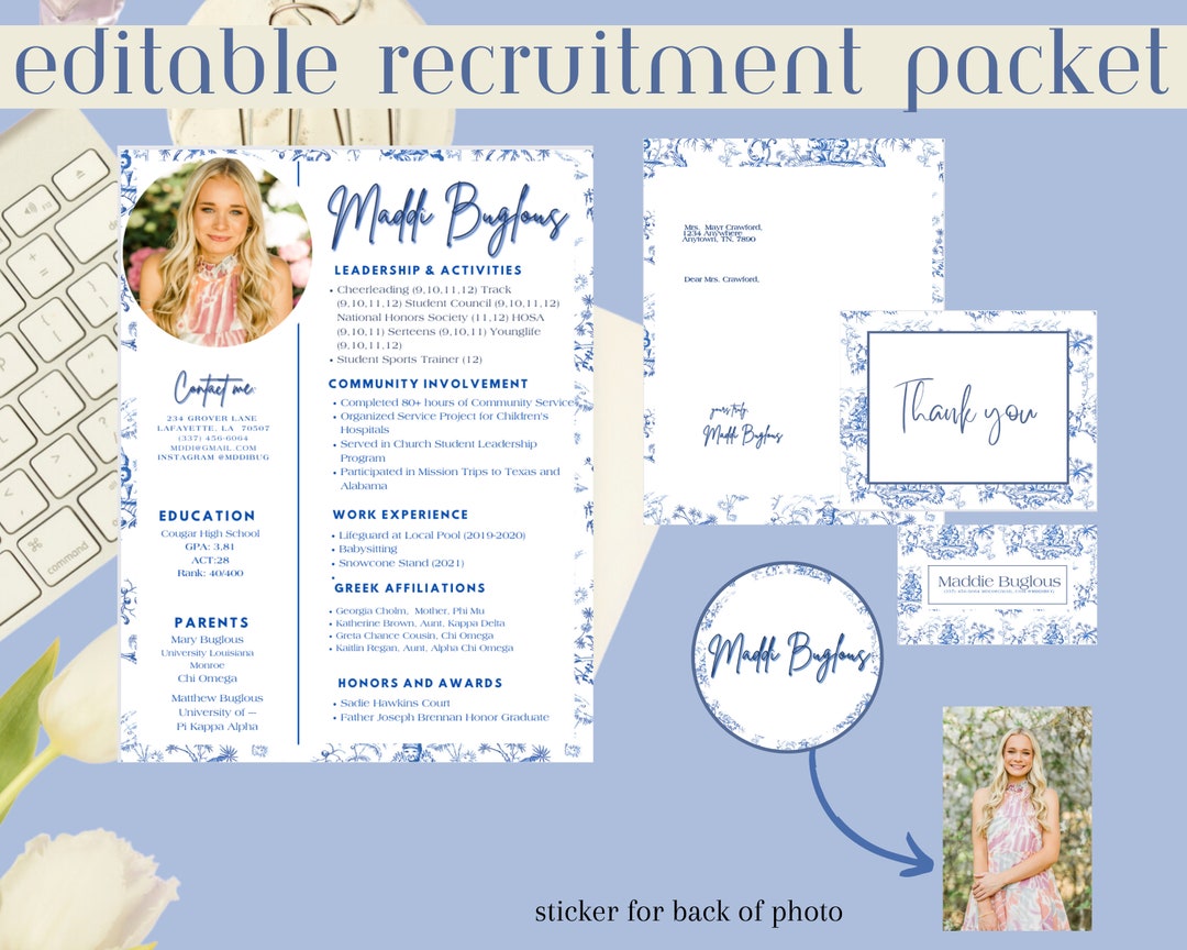 Editable Sorority Recruitment Packet | Printable Sorority Packet ...