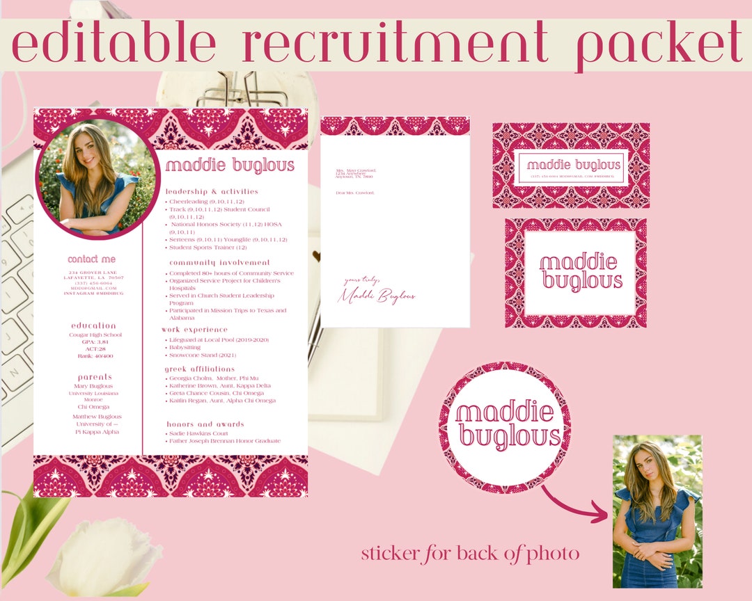 Editable Sorority Recruitment Packet Printable Sorority - Etsy