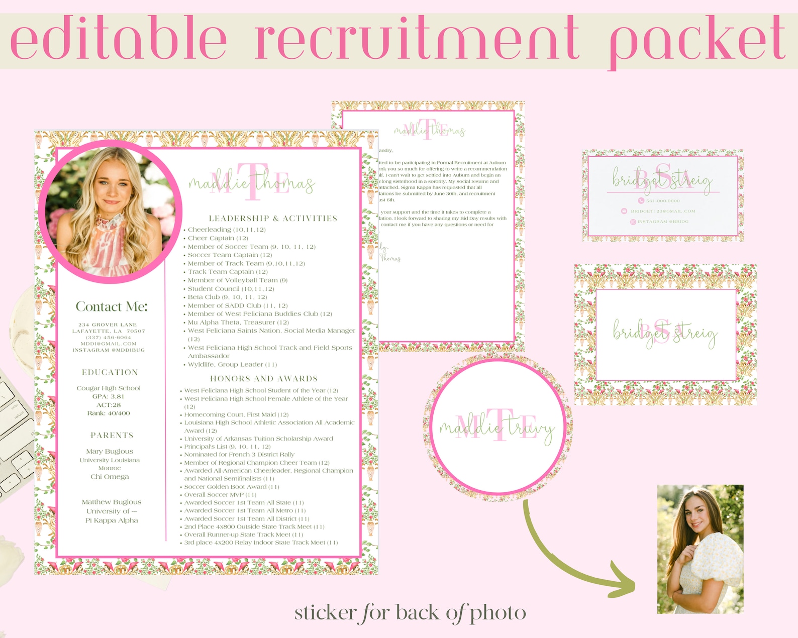 Editable Sorority Recruitment Packet | Printable Sorority Packet ...