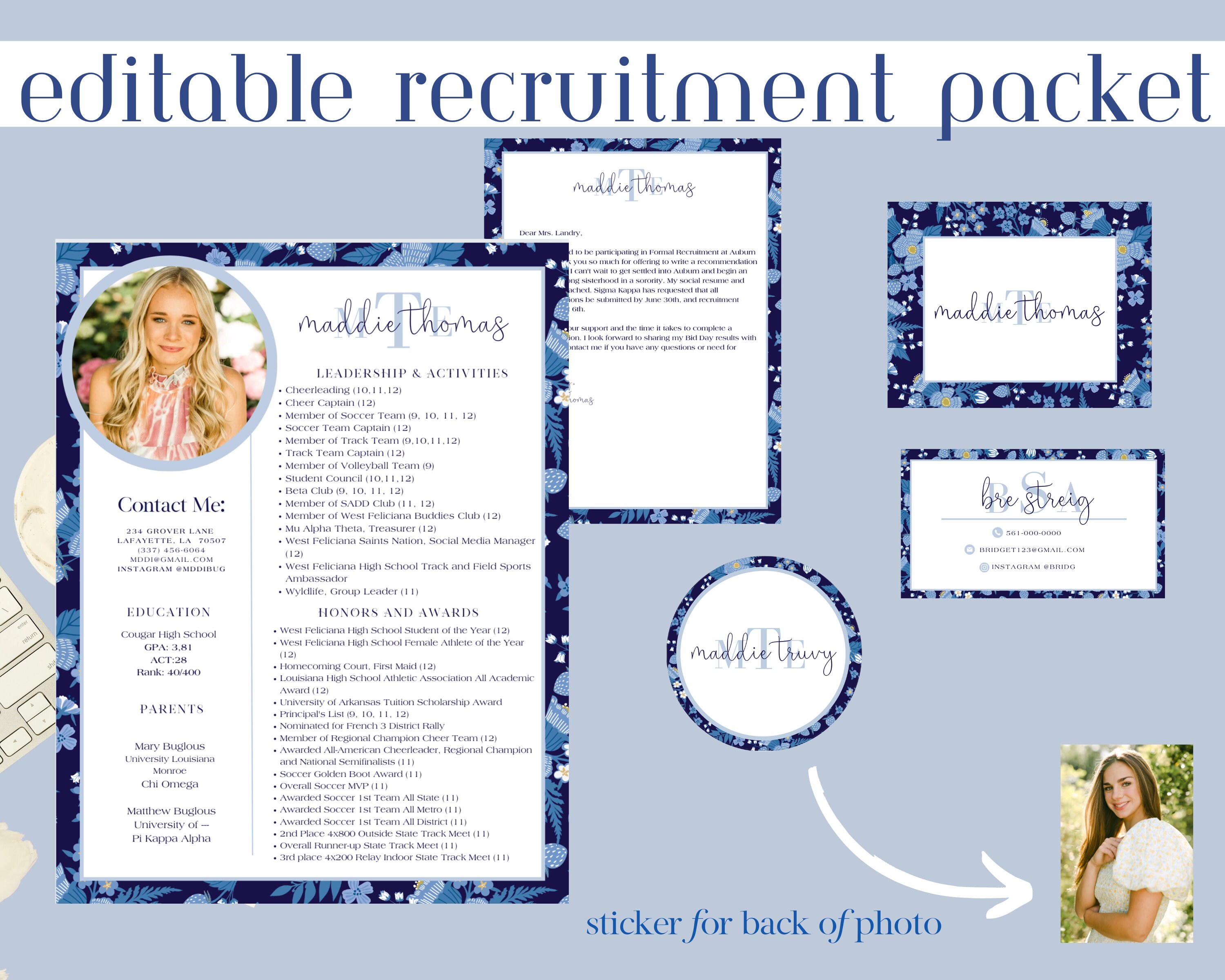 Editable Sorority Recruitment Packet | Printable Sorority Packet ...