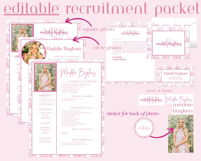 Editable Sorority Recruitment Packet | Printable Sorority Packet ...