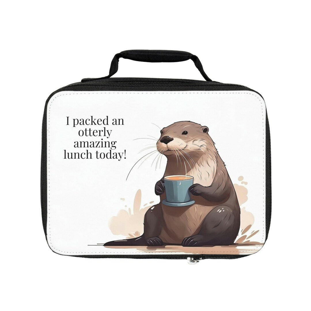 Cute Otter Lunch Bag Cottagecore Funny Content Otter Drinking Coffee ...