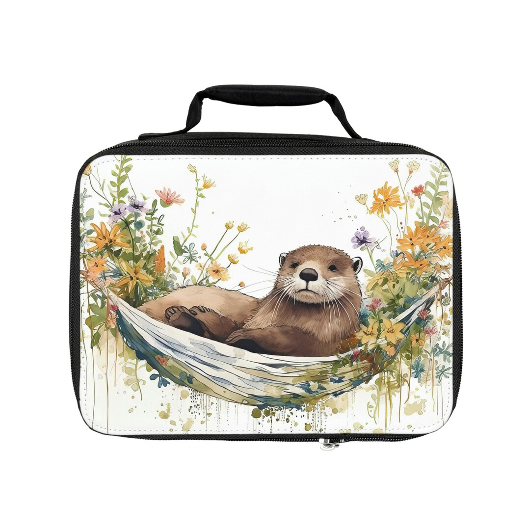 Otter Lunch Bag Cottagecore Wild Flowers Hammock Sleepy Otter - Etsy