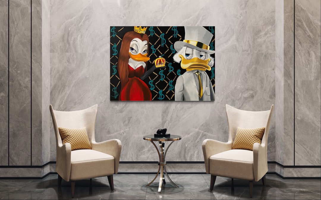 Scrooge and His Queen , Handmade Painting, Original Artwork, Oil on ...