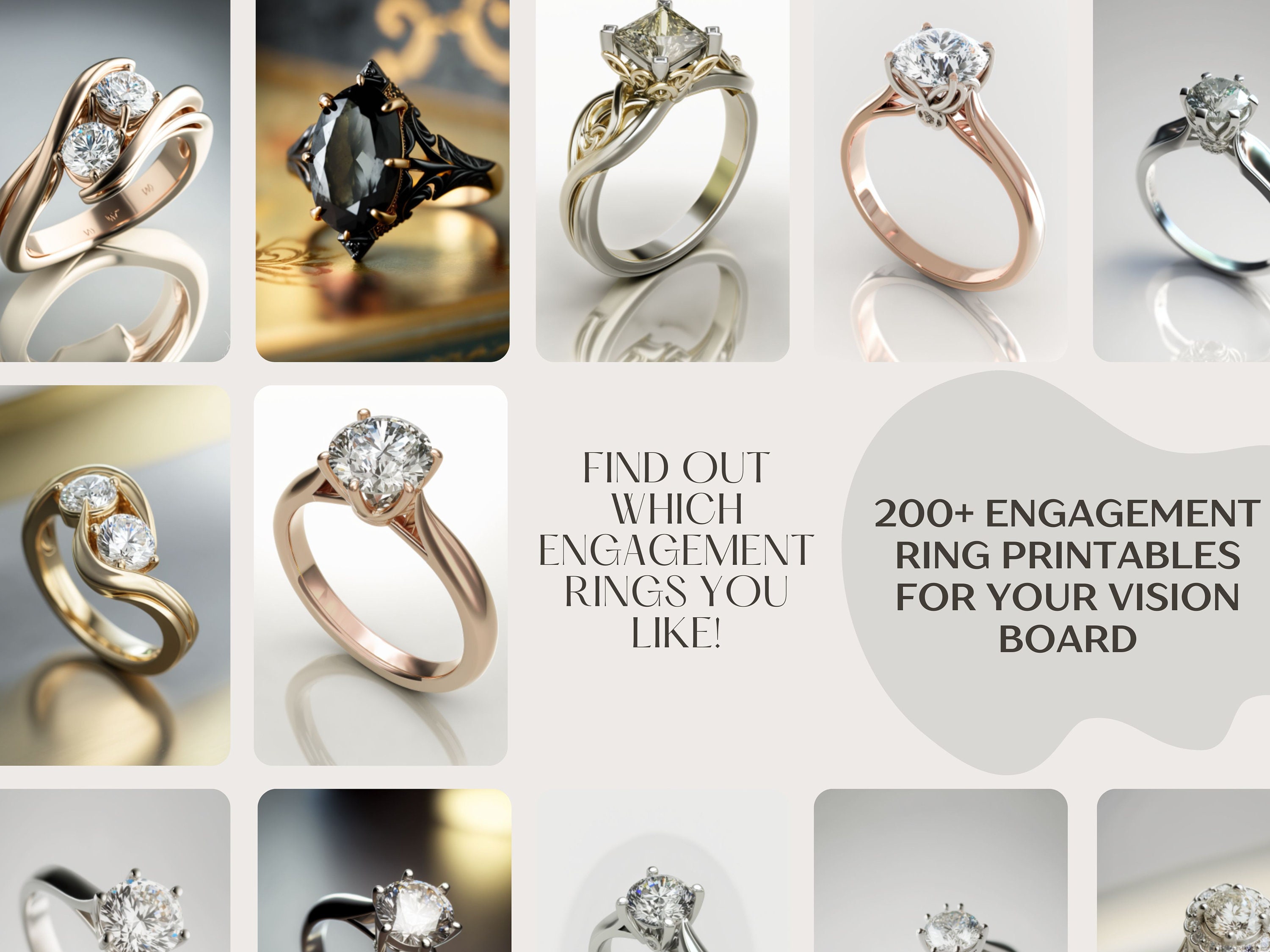 Vision Board Printables for Engagement Rings, Vision Board Kit, Vision ...