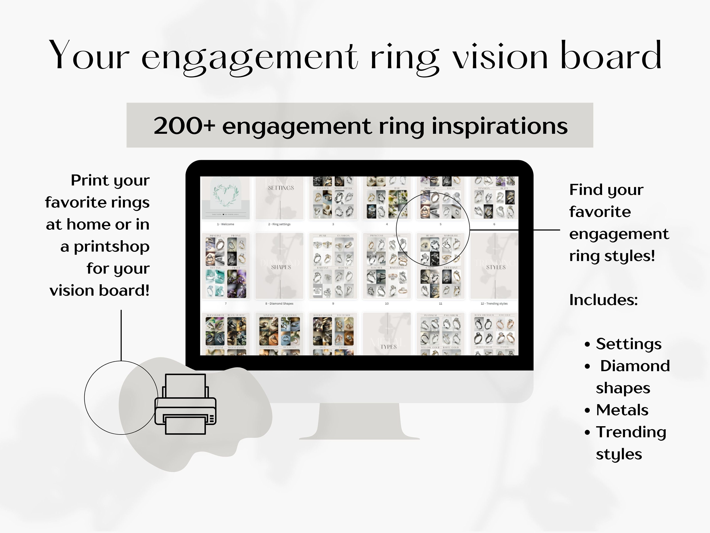 Vision Board Printables for Engagement Rings, Vision Board Kit, Vision ...