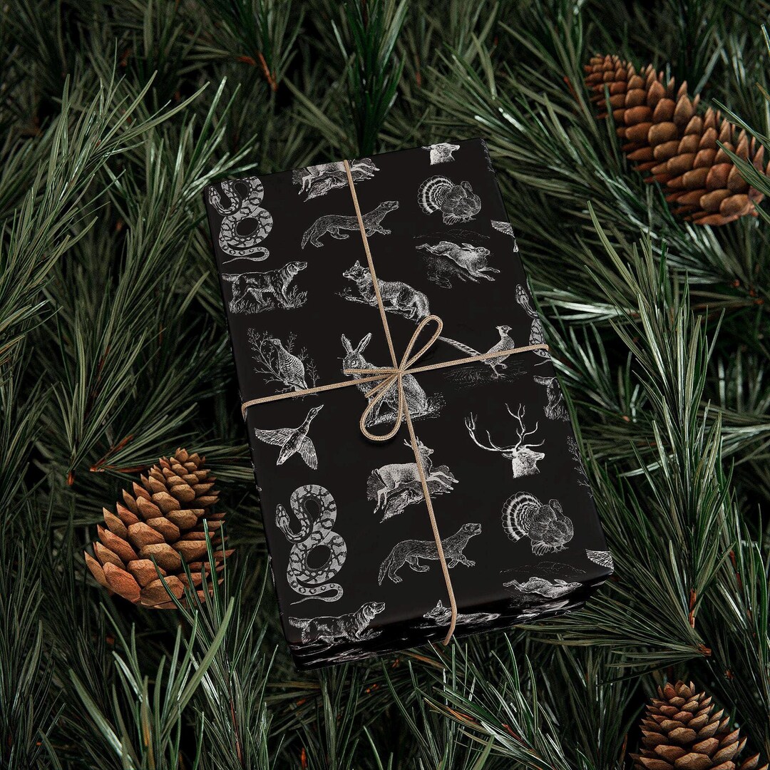 Game Animals Wrapping Paper Vintage-inspired Hunting Christmas Gift ...