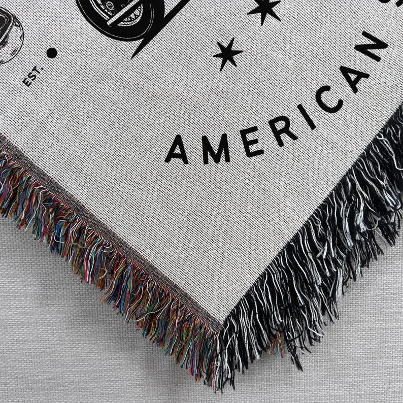 Classic Vintage Motorcycle Throw Blanket American Steel Biker Art Retro ...