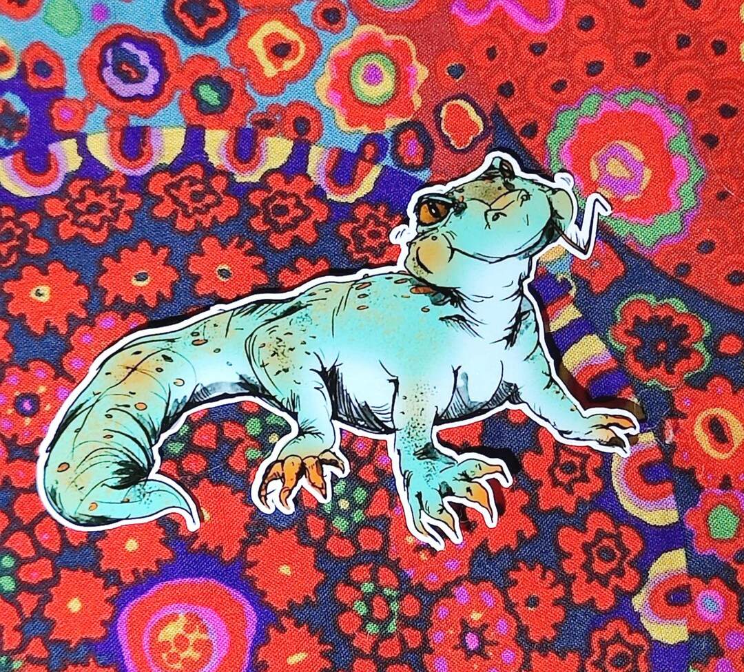 Gecko Munching on Cricket Reptile Character Handmade Laminated Glossy ...