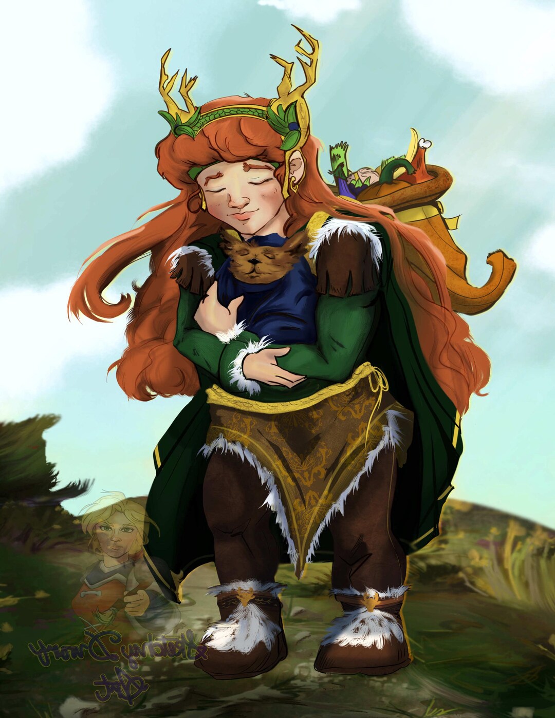 Dwarf Girl and Fox, RPG Fantasy Character Hand-drawn Artist Print - Etsy