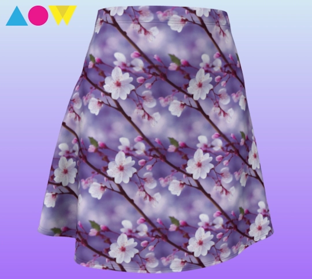Cherry Blossom Skirt Cherry Blossom Flare Skirt Cherry Blossom Etsy