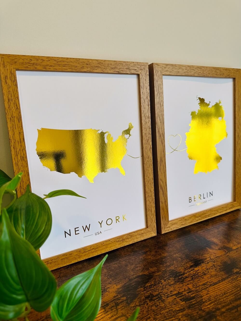 Connect Any Two Locations | Custom Map Foil Print | Set of 2 | Long ...