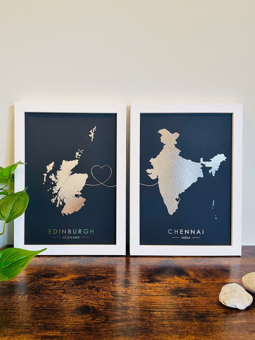 Connect Any Two Locations | Custom Map Foil Print | Set of 2 | Long ...