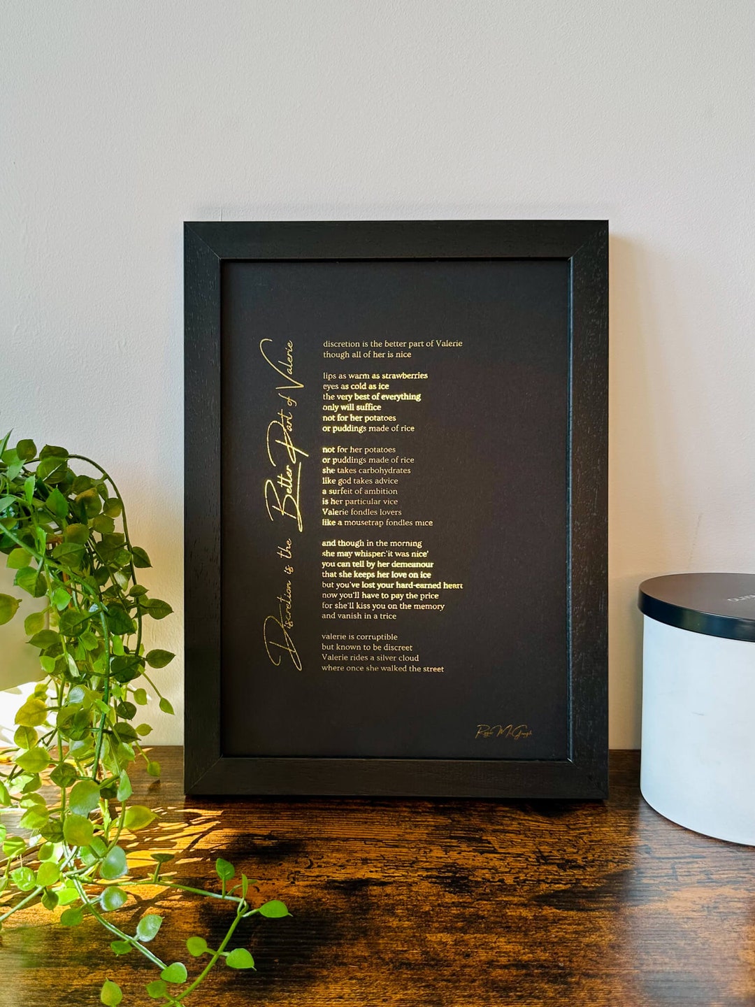 Favourite Poem, Vows or Text | Custom Metallic Foil Print | Gold ...
