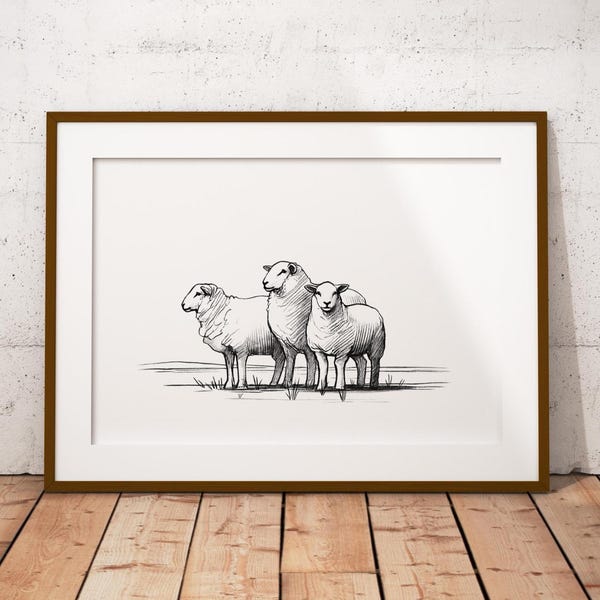 Line Drawing of a Lamb - Etsy UK