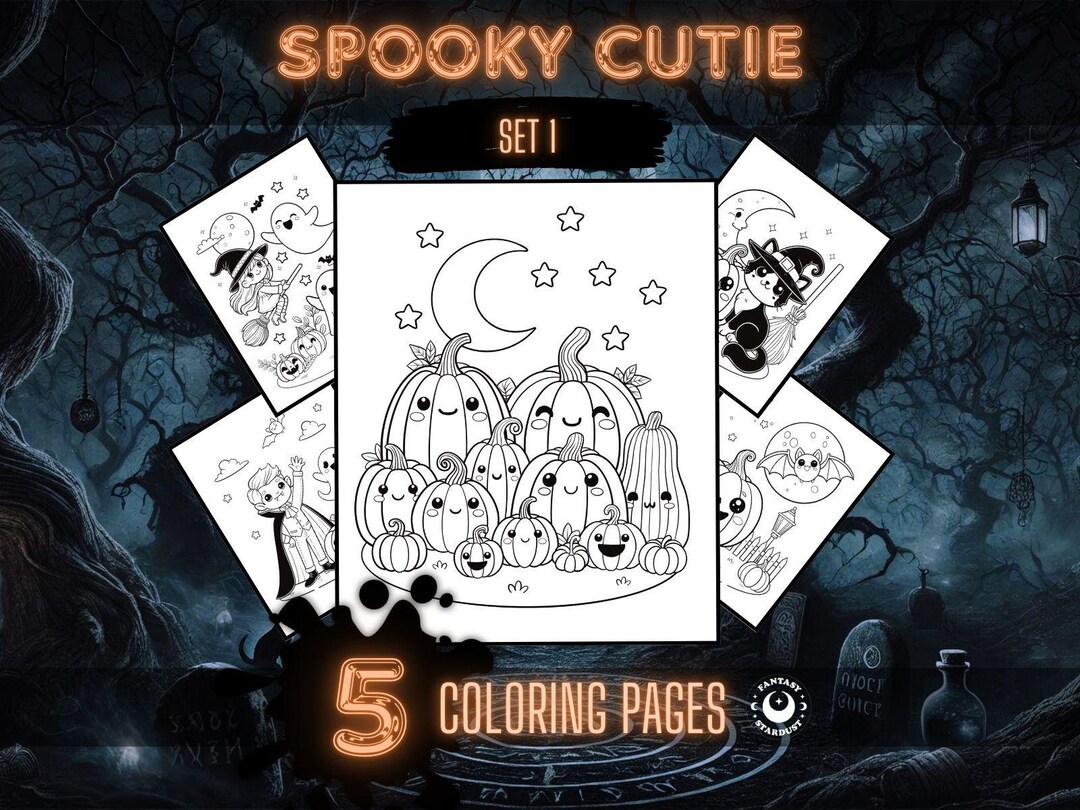 Spooky Cutie Halloween Coloring Pages | 5 High Quality Adorable Line ...