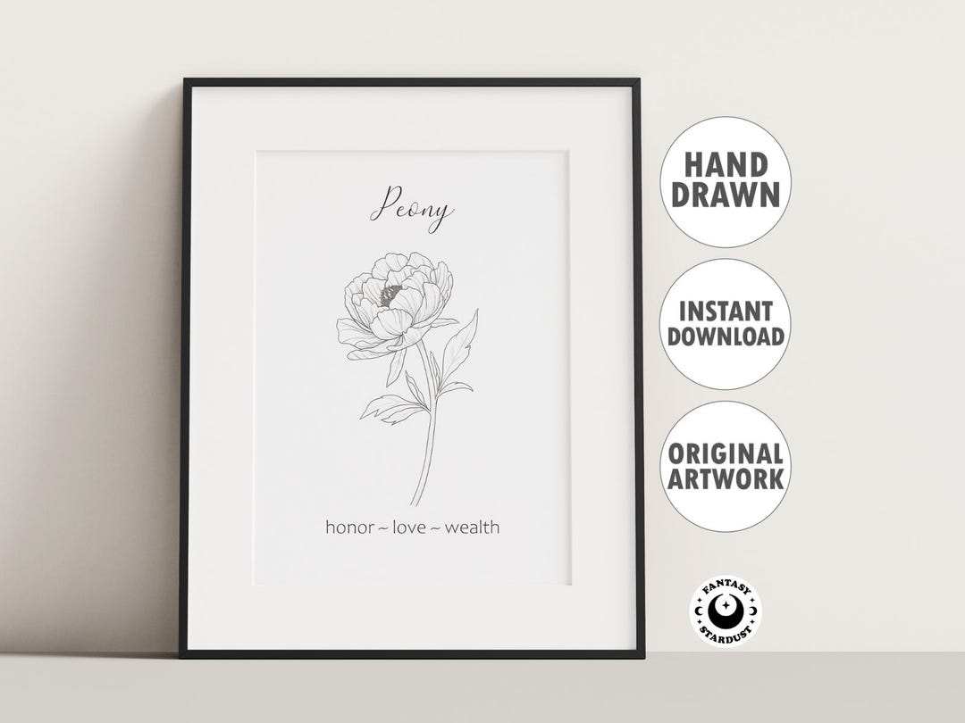 November Birth Month Flower Print Flower Peony Birthflower Present for ...