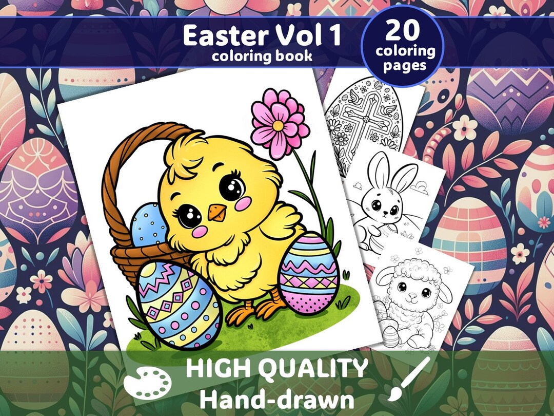 Cute Easter Coloring Book for Kids and Adults | Easter Eggs Animals and ...