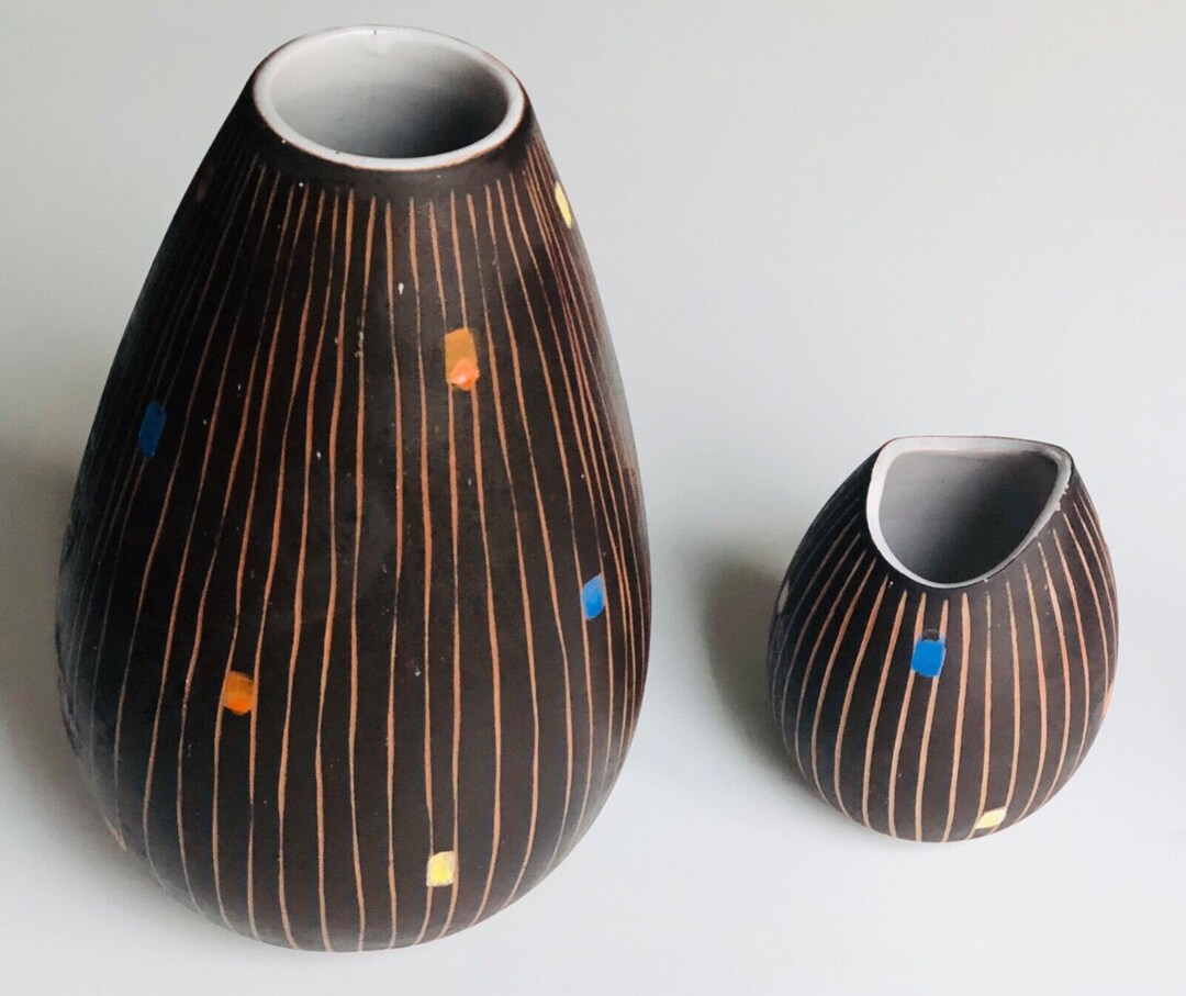 Pair of STEULER Ceramic Vases With confetti Decor, Vintage 1950s - Etsy