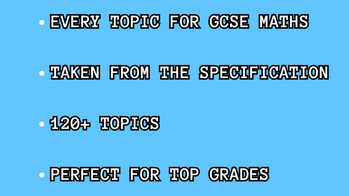 GCSE Maths Checklist COMPLETE LIST - Etsy UK