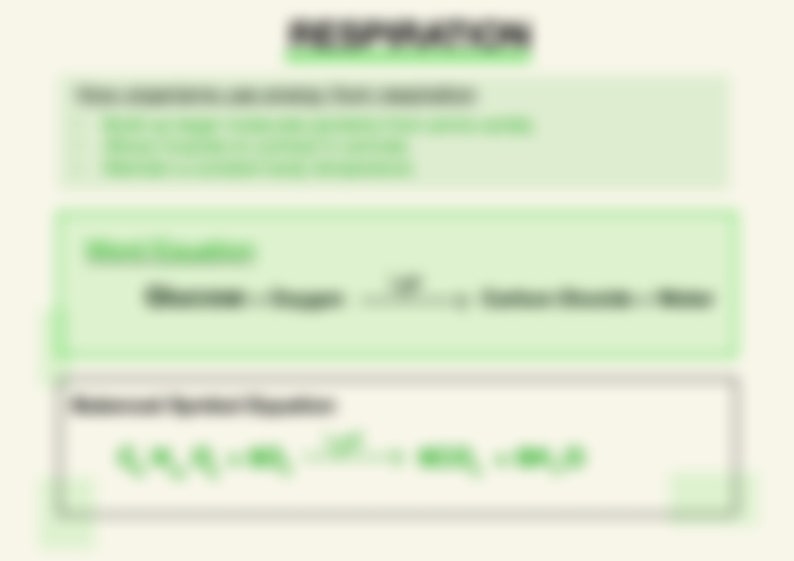 GCSE Biology Topic 4 Revision Notes Bioenergetics - Etsy