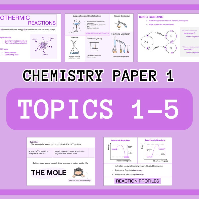 AQA GCSE Chemistry Paper 1 - Revision Notes (35 Pages Topics 1-5) - Etsy UK